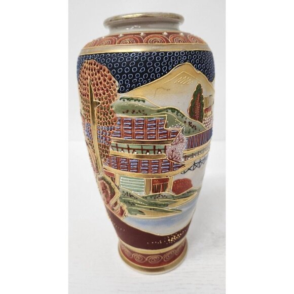 Accents | Vintage Antique Satsuma Signed Japanese Art Vase Pavilions ...